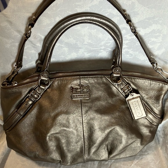 Coach | Bags | Coach Madison Sophia Bronze Metallic Handbag New Price ...
